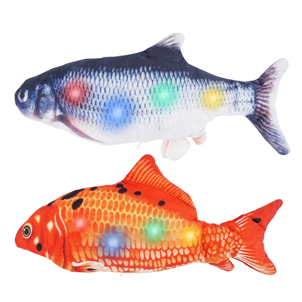 2PCS Electric Fish Cat Toy Light up Music Moving Cat Toy Cat Kicker ...