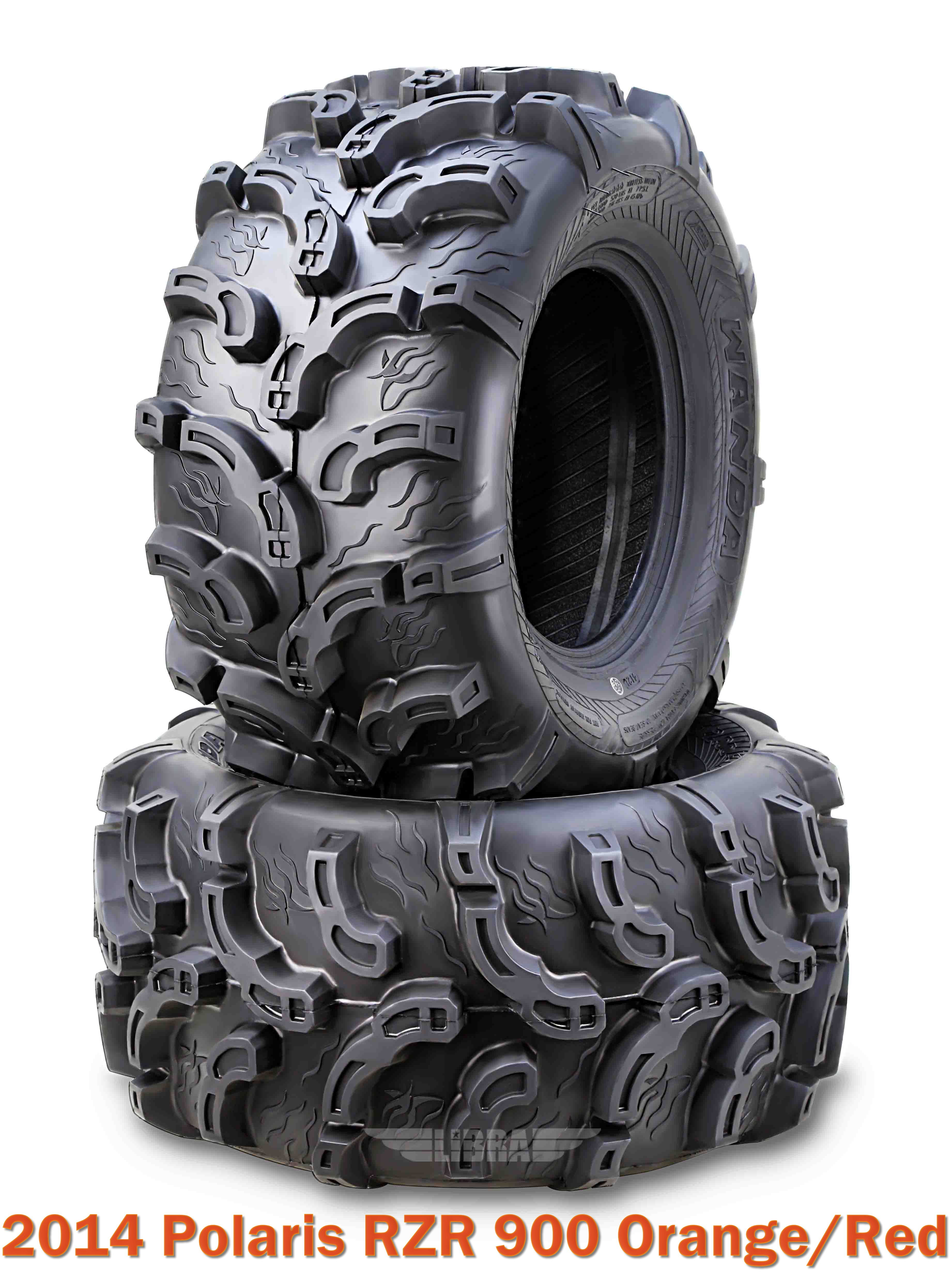 (2) 27x12-12 ATV Front Tire Set for 2014 Polaris RZR 900 Orange/Red ...