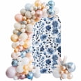 Blue Flowers Arch Backdrop Cover, 6.6FT, Retro Spring Watercolor Floral ...