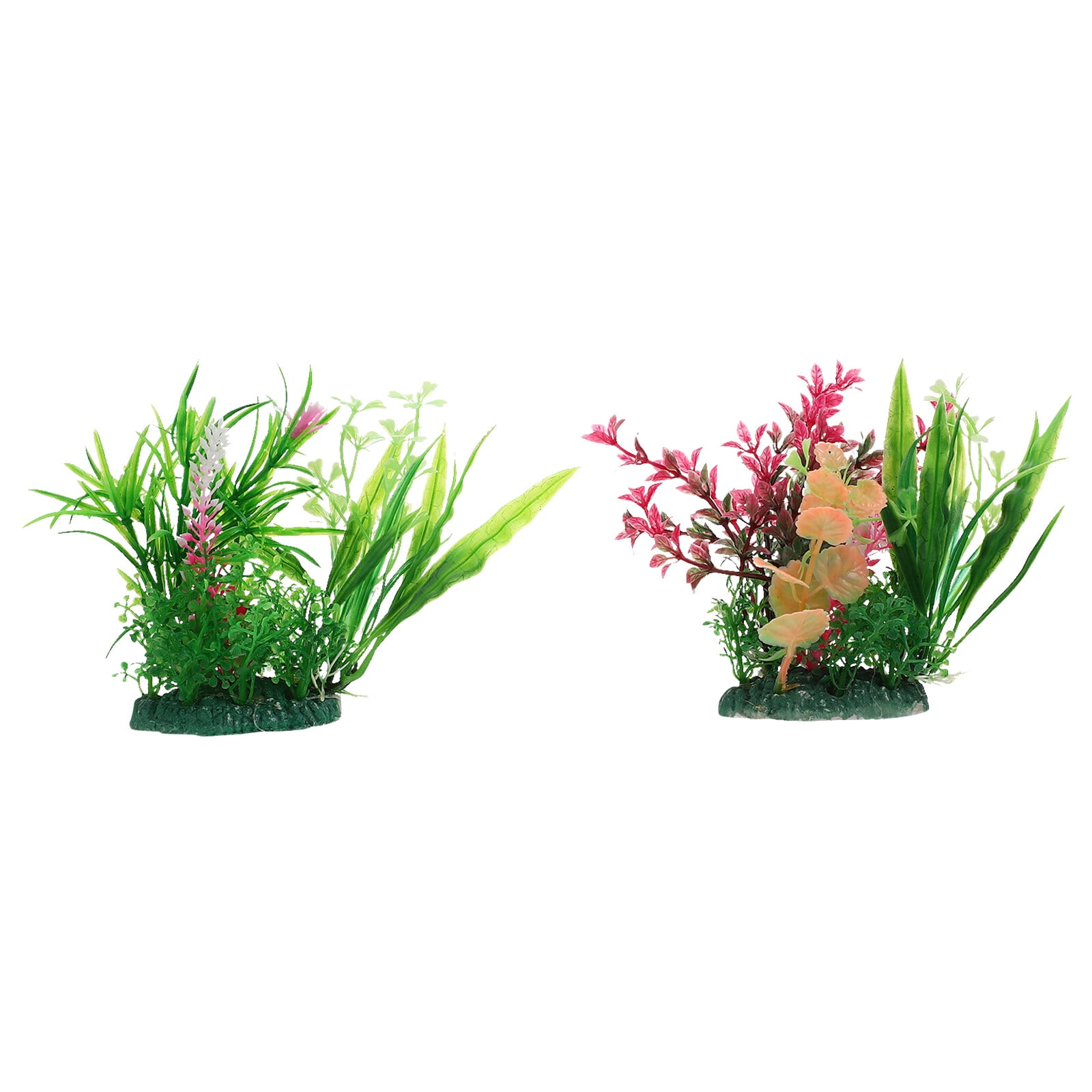 2pcs Fish Tank Plants Decor Plastic Aquatic Plants Adornment Decorative ...