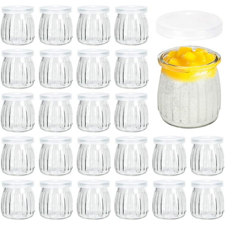Mini Yogurt Jars 24 Pack, 7 oz Glass Pudding Favor Jars with Lids ...
