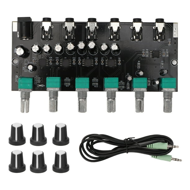 DEWIN 4 Way Stereo Sound Mixer Board 3.5mm Headphone Driver Power Amplifier Mixer Splitter 2 Way ...