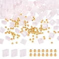 1 Strand Square Natural Rose Quartz Beads Strands with 100Pcs Golden ...
