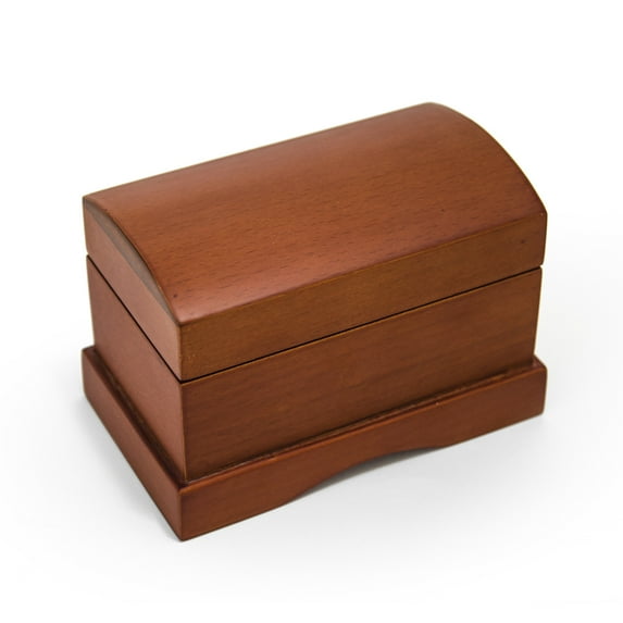 Matte Wood Tone Treasure Chest Simple 18 Note Music Ring Box - Star ...