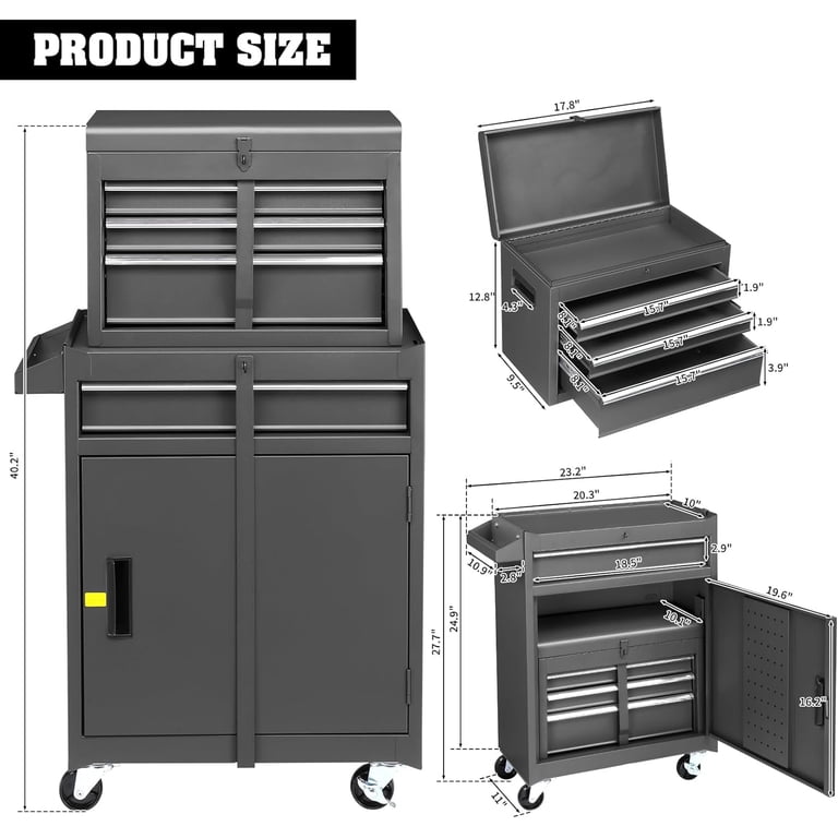 Toolbox On Wheels Winado 4-Drawer Rolling With Lock - Portable Tool ...