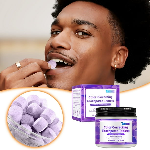 Purple Toothpaste Tablets Whiten Teeth Stains Stains Breath Freshening ...