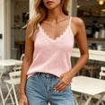 Cami Tank Top For Women V Neck Lace Trim Adjustable Strap Sleeveless ...