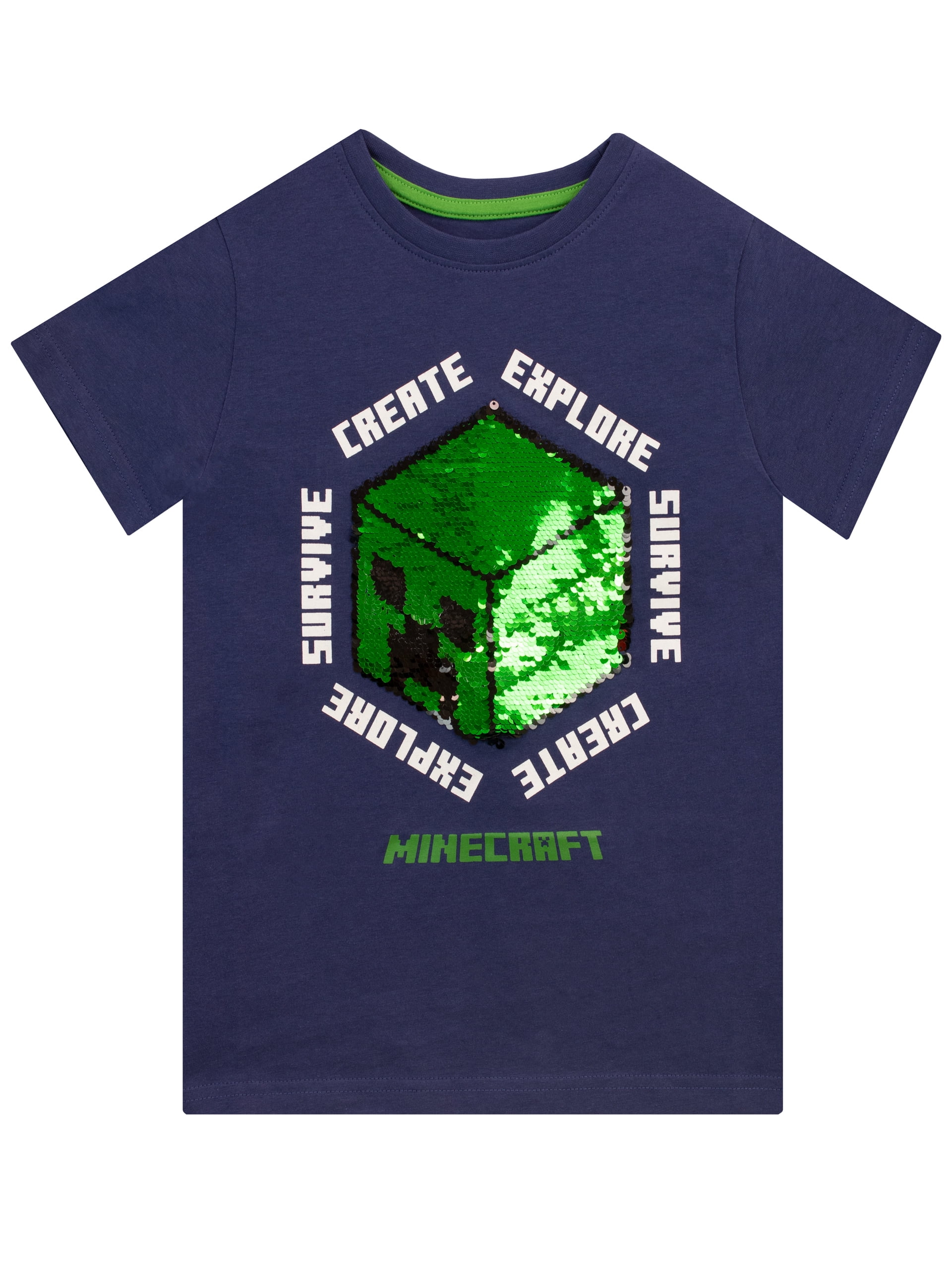 Minecraft Boys Gaming Sequin Short Sleeve T-Shirt Sizes 5-14 - Walmart.com