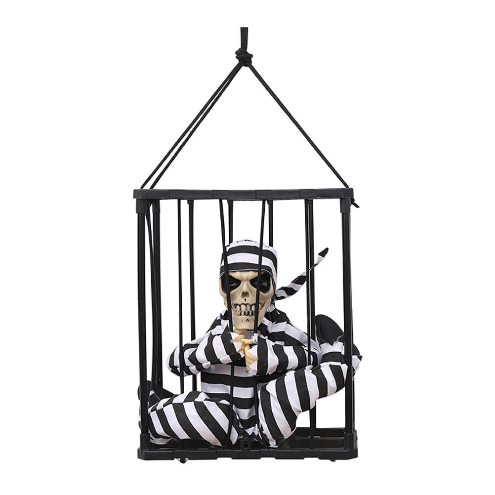 Screaming Halloween Props Motion Sensor Scary Cage Ghost Prisoner with ...