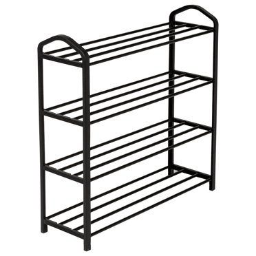 Black 4-Tier Metal Shoe Rack is Perfect Inside a Closet or in an ...