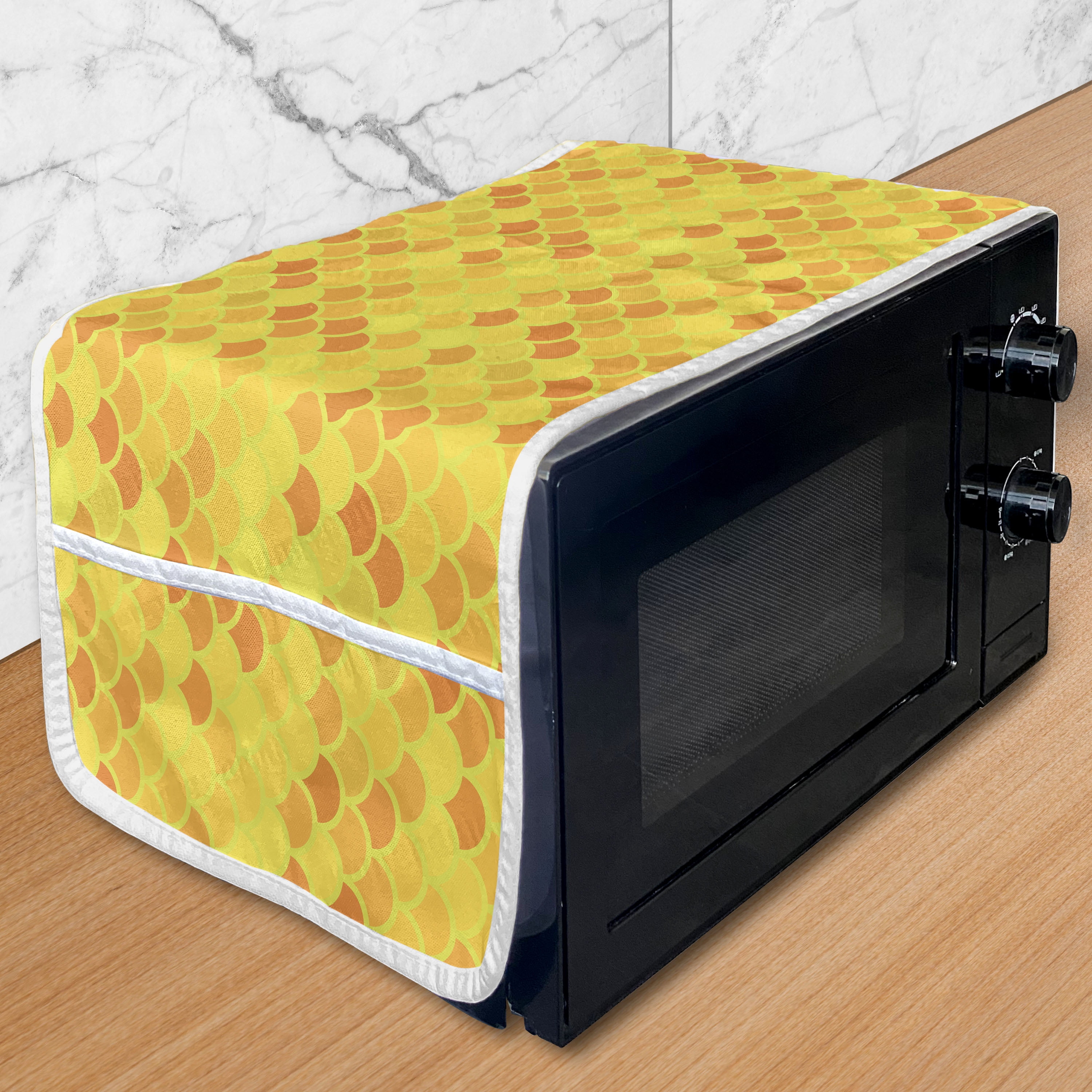 Fish Scale Microwave Oven Cover, Traditional Japanese Pattern Yellow ...