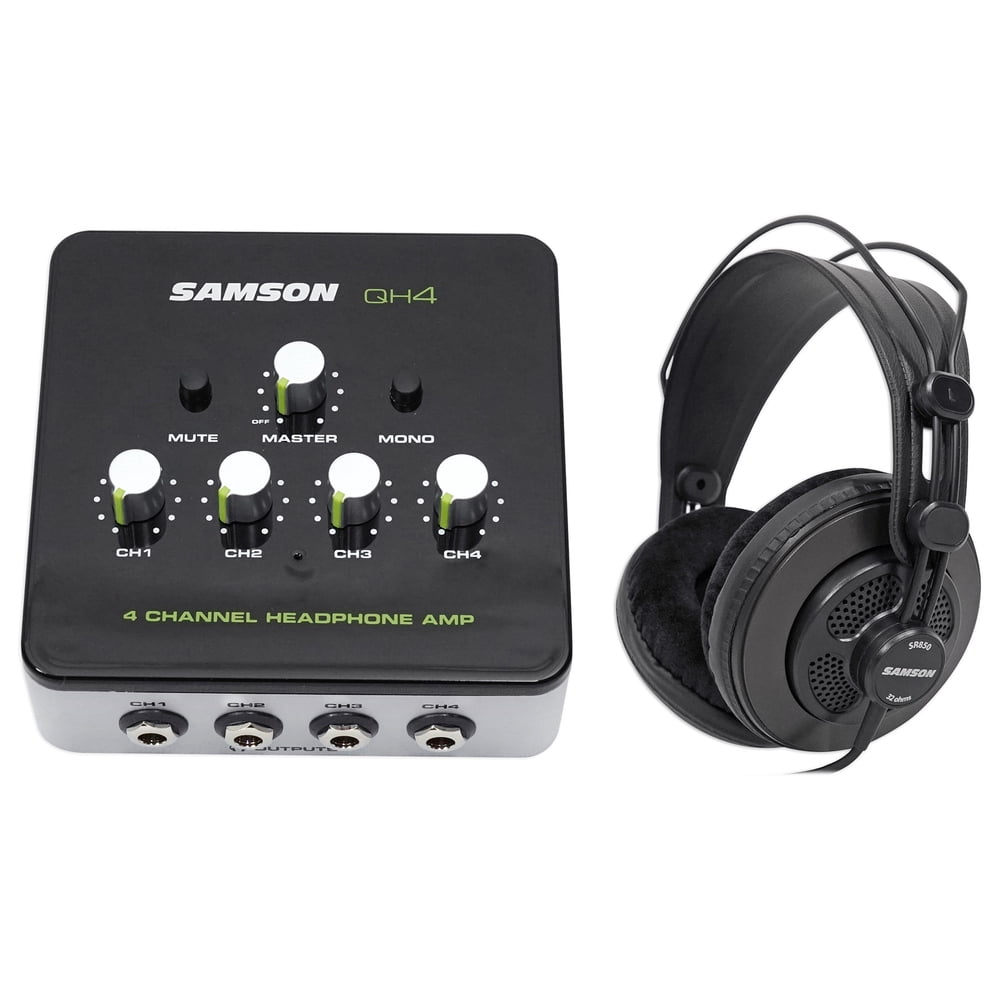SAMSON QH4 4-Ch Stereo DJ Studio Monitoring Headphone Amplifier Amp ...