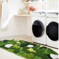 Bohemian Green Moss Bathroom Runner Rug, Long Rectangular Leaf Design ...