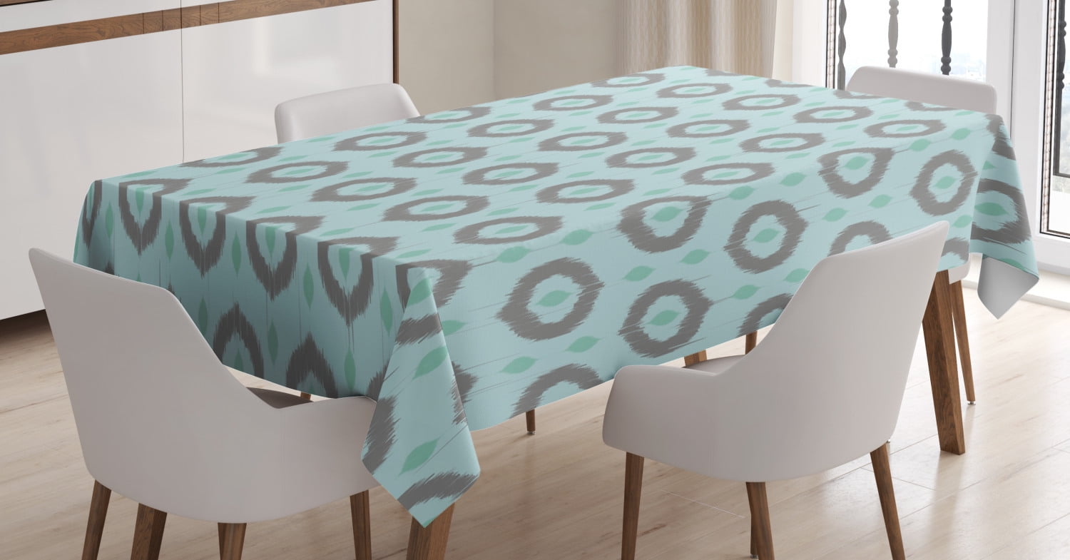 Ambesonne Seafoam Tablecloth Rectangular Table Cover, Ikat Style ...