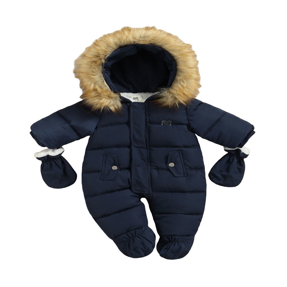 Baby Infant Boys Girls Snowsuit Winter Hooded Footed Warm Jumpsuit ...