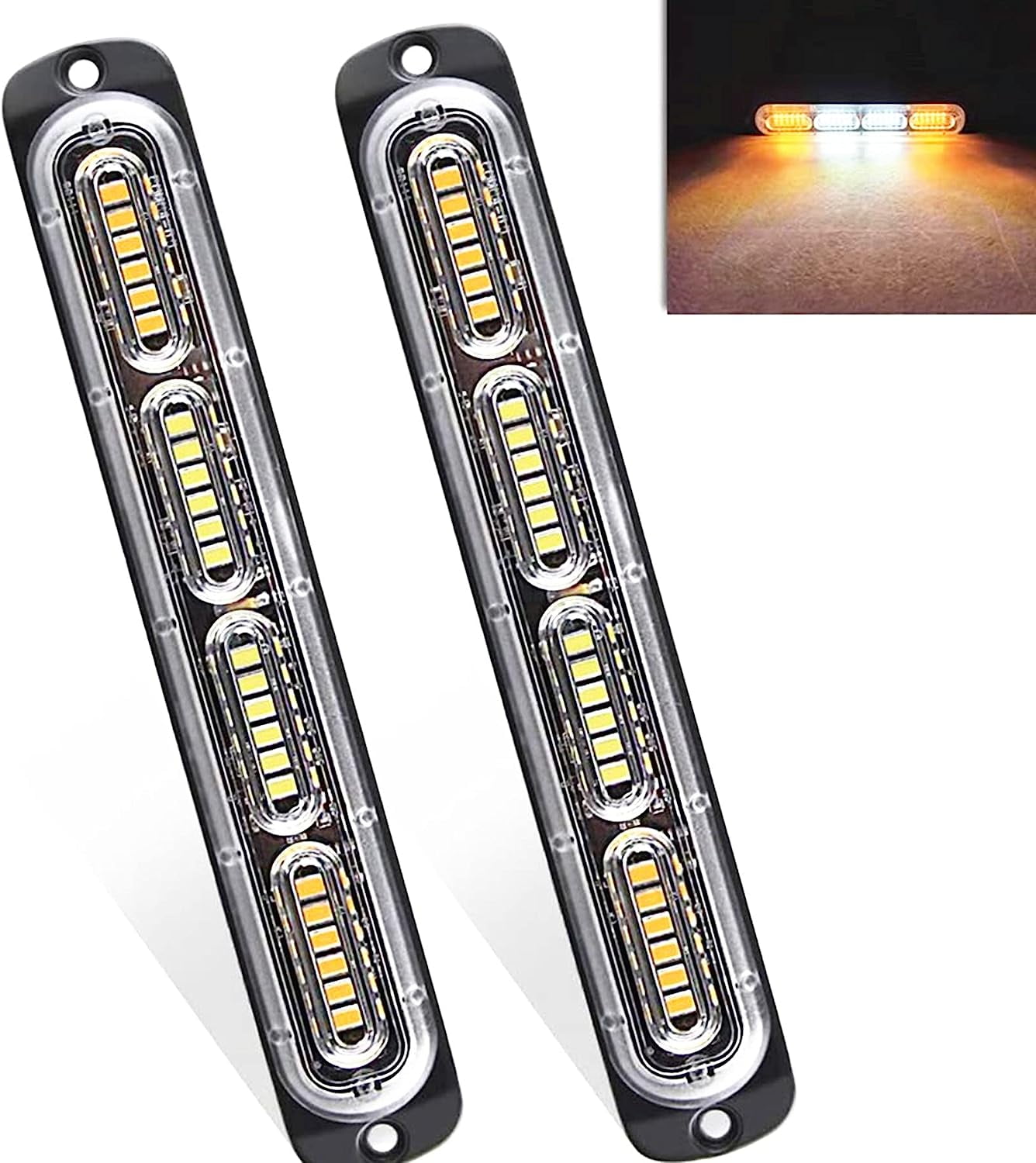 LINLIN Side warning lights, 2 Pack 24 LED Surface Mount Beacon Hazard ...
