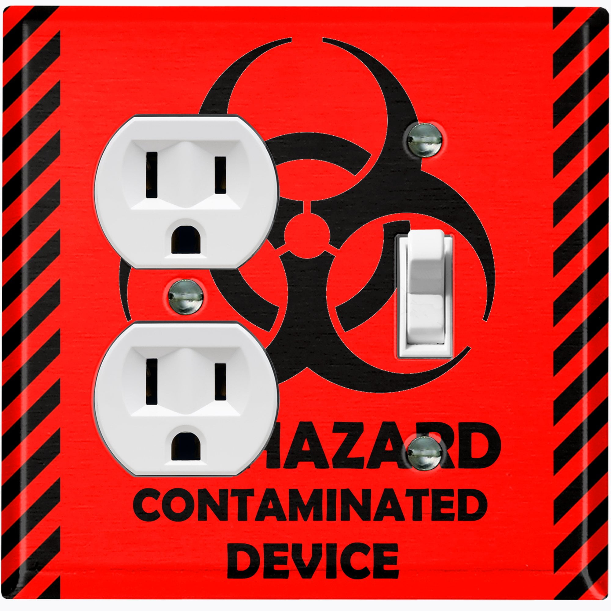 Metal Light Switch Plate Cover Red Contaminated Biohazard Sign SGN001 ...