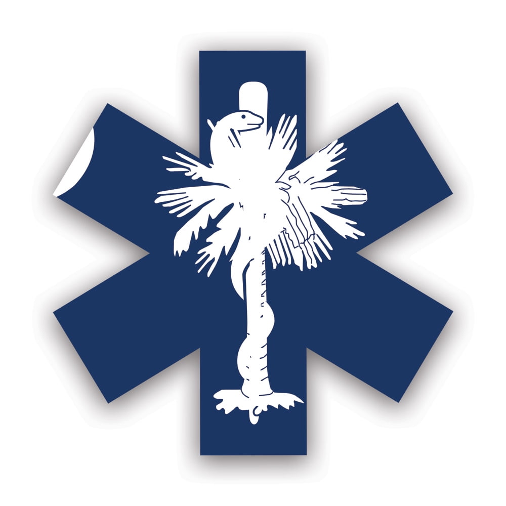 South Carolina Star of Life Flag Sticker Decal - Self Adhesive Vinyl ...