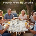 Round Outdoor Tablecloth with Umbrella Hole and Zipper, Cream Beige ...
