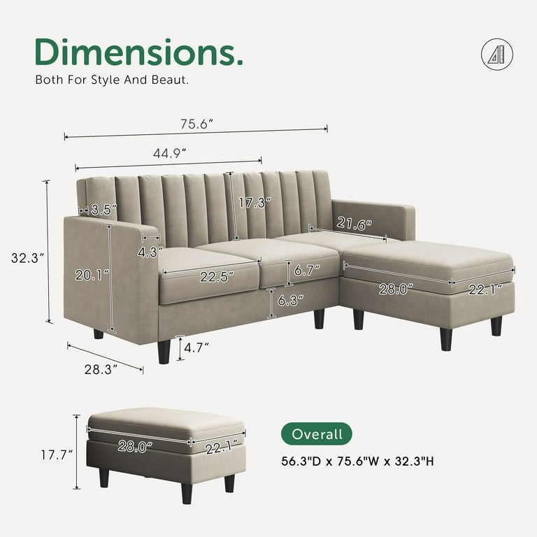 Common Sectional Sofa Dimensions | Baci Living Room