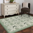 Area Rug 48×72in, Vintage Green Flower Butterfly Floor Carpet Living ...
