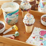 Great Value Birthday Cake Ice Cream, 16 fl oz with blue frosting ...
