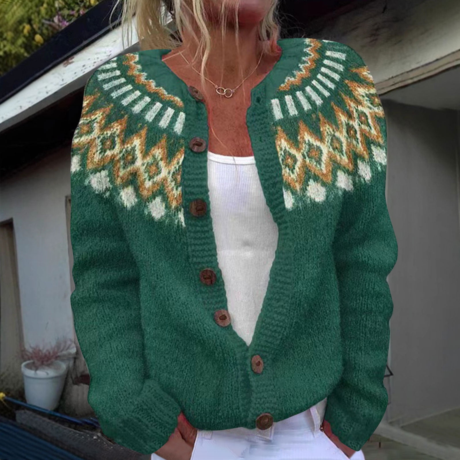 Click here for Wiyuqeen Womens Fair Isle Button Down Cardigan Swe... prices