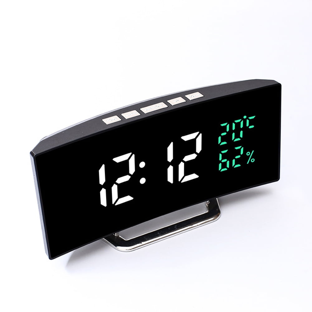 Led Digital Alarm Clock with Time Date Temperature Humidity Display 12 ...
