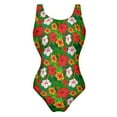 Bright Flowers Swimsuit Hawaiian Tropical Print Push Up Swimwear One ...