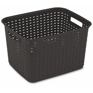 Mainstays Woven Plastic Storage Basket - White 16-Quart Wicker Design ...