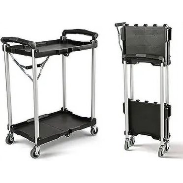 Costway Portable 3-Shelf Rolling Utility Cart, Foldable Large Heavy ...