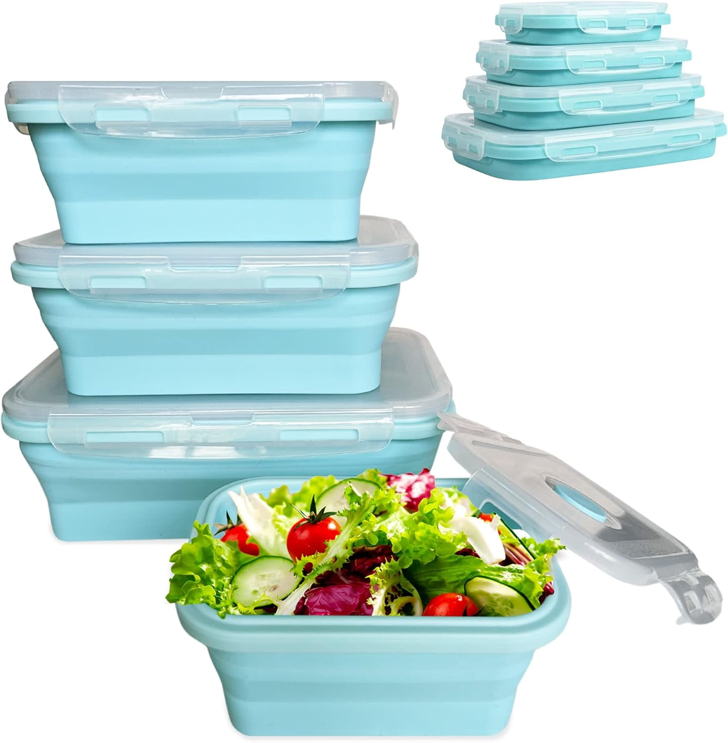 Collapsible Food Storage Containers with Lids - Silicone Container ...