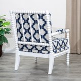 DTY Indoor Living Silverthorne Spindle Chair, White/Navy Moroccan Tile ...