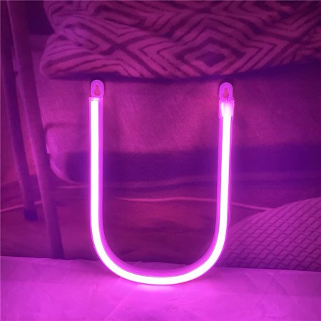 Letter Neon Signs Led Pink Neon Light up Decorative Art Lights Battery ...