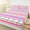 Feelyou Cartoon Love Heart Twin Sheet Sets, Pink Stripe Line Bedding, 3 ...