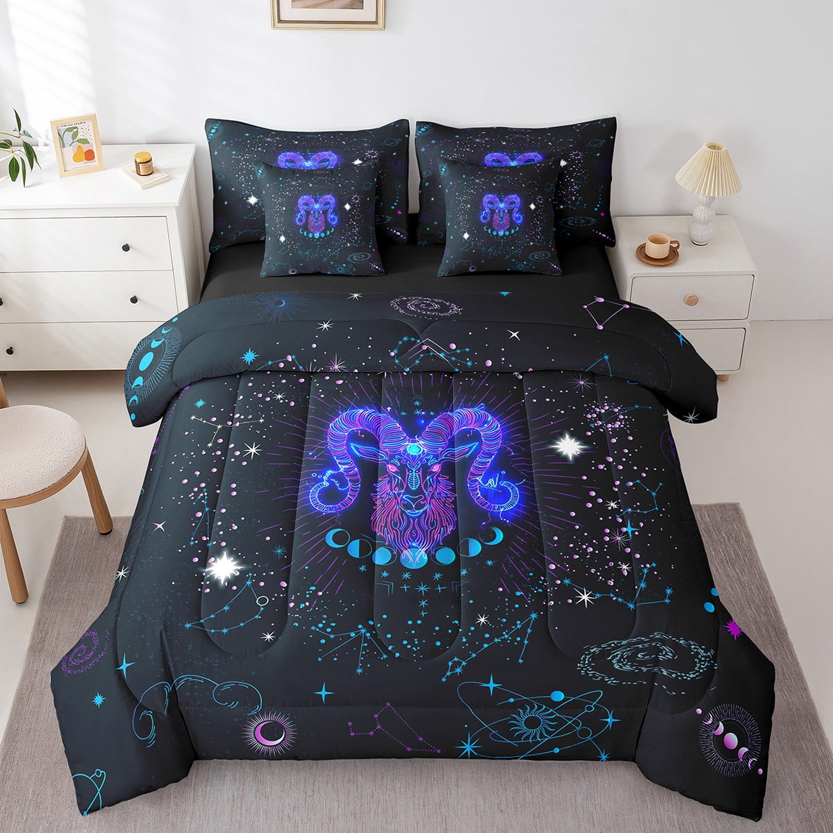 YST Aries Bed in a Bag Psychedelic Celestial Bedding 7pcs, Full Size ...