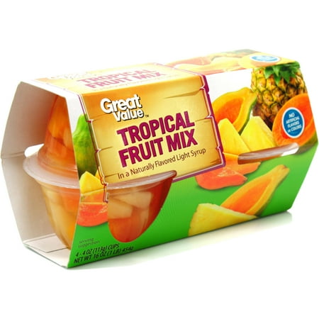 Great Value Tropical Cups Fruit Mix,4 oz, 4 count - Walmart.com