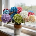 8pcs Plastic Flower with Double-headed Hydrangea Effect in Cream Pot ...