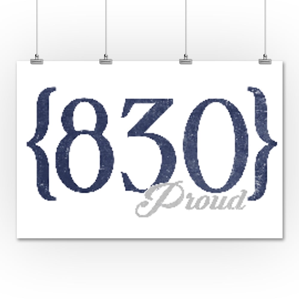 San Antonio, Texas - 830 Area Code (Blue) - Lantern Press Artwork ...