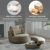 Swivel Round Barrel Chair with Storage Ottoman and 4 Movable Pillow ...