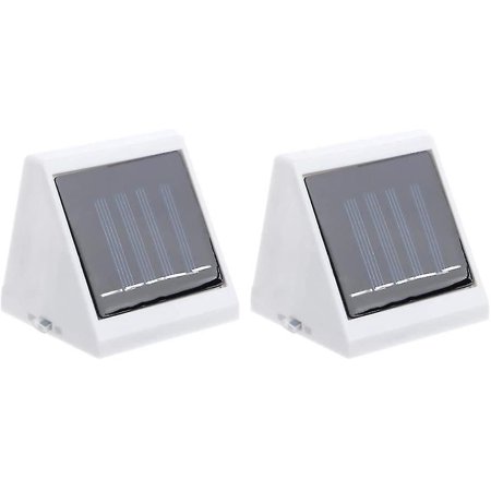 2 Pieces Solar Fence Post Light Triangle Outdoor Waterproof 4 Led ...