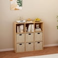 9-Cube Storage Shelf Bookcase - Wooden 3-Tier Free Standing Open ...