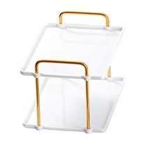 MAONAME Gold Two Tiered Tray, Metal 2 Tier Tray with Handle, Modern ...