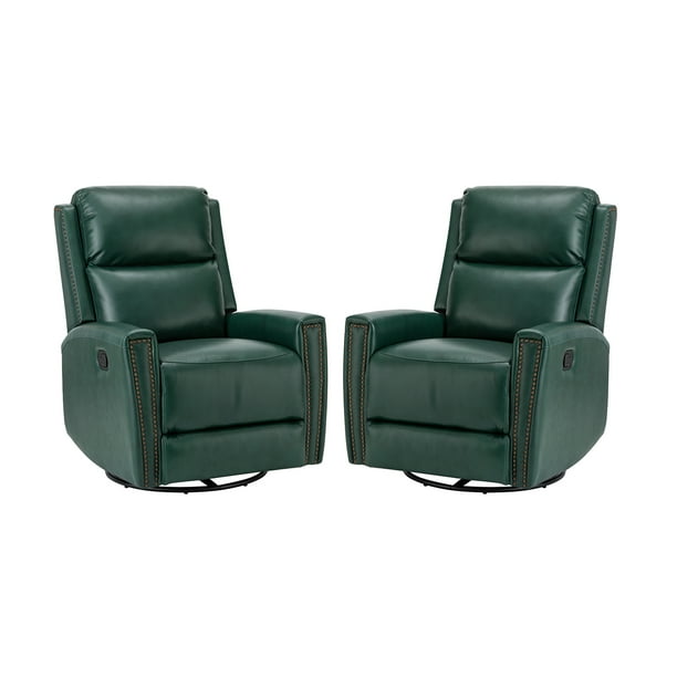 ARTFUL LIVING DESIGN Genuine Leather Swivel Rocker Recliner Set of 2 ...