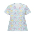 Binienty Dinosaur Patterns Short Sleeve Scrub Top for Women Breathable ...