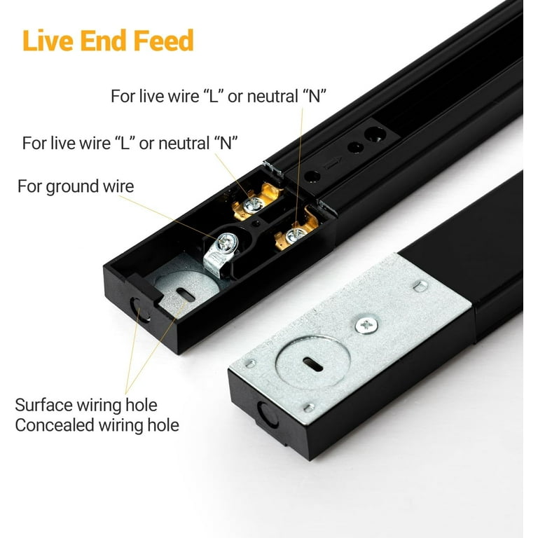 Track Light Rails H Track Lighting Rails Kit - 6.6 Feet Total, Black ...