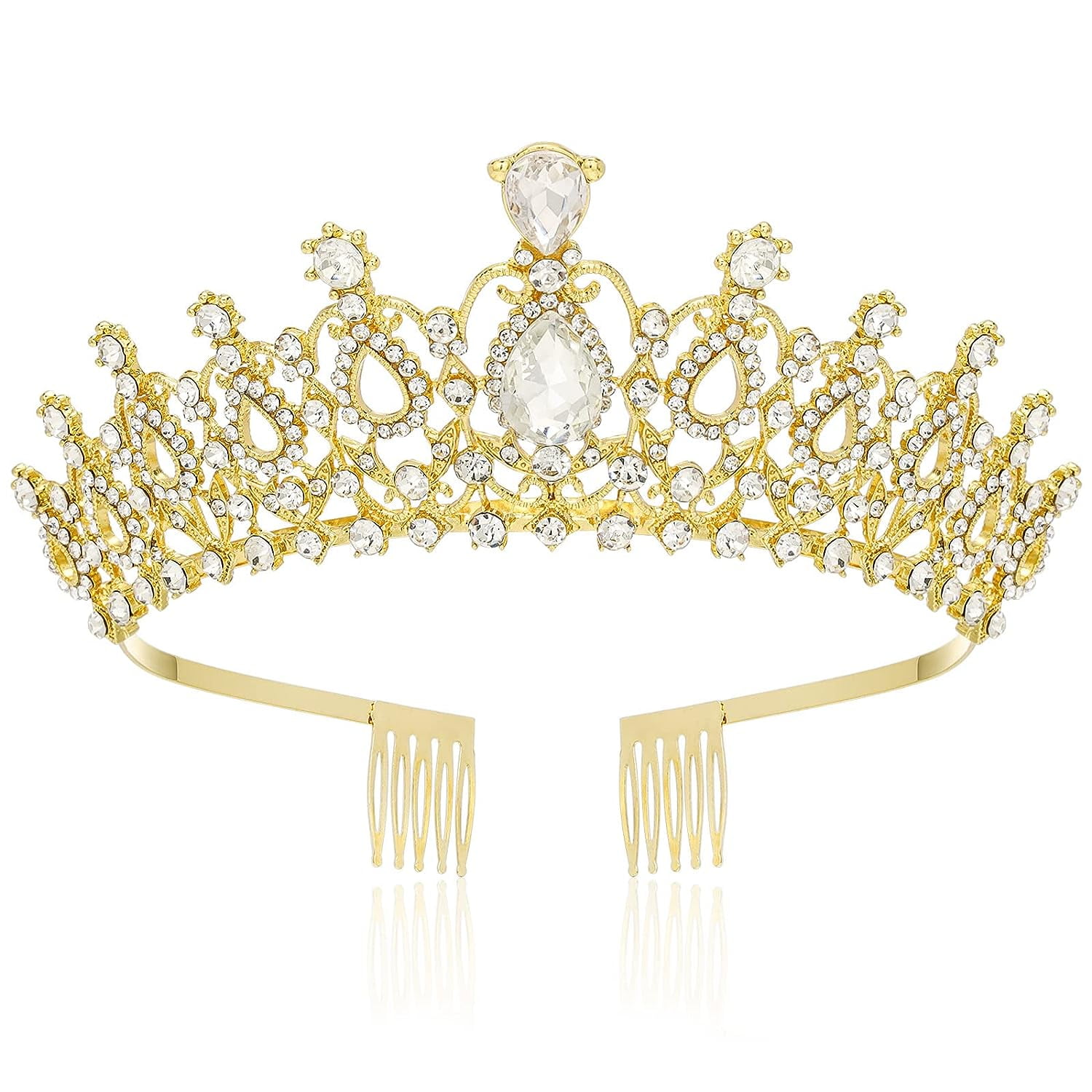 Gold Tiaras and Crowns for Women Girls Crystal Princess Crown with ...