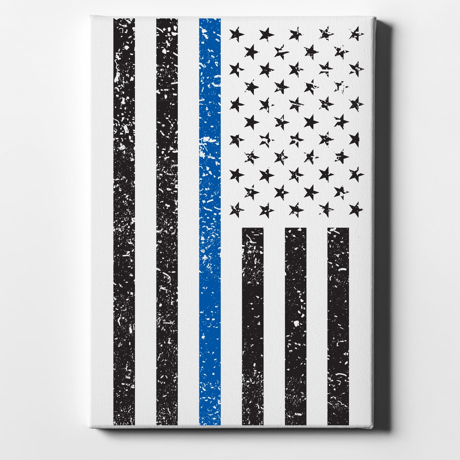Weathered Thin Blue Line US Flag - 8" x 10" - Decorative Canvas Wall ...