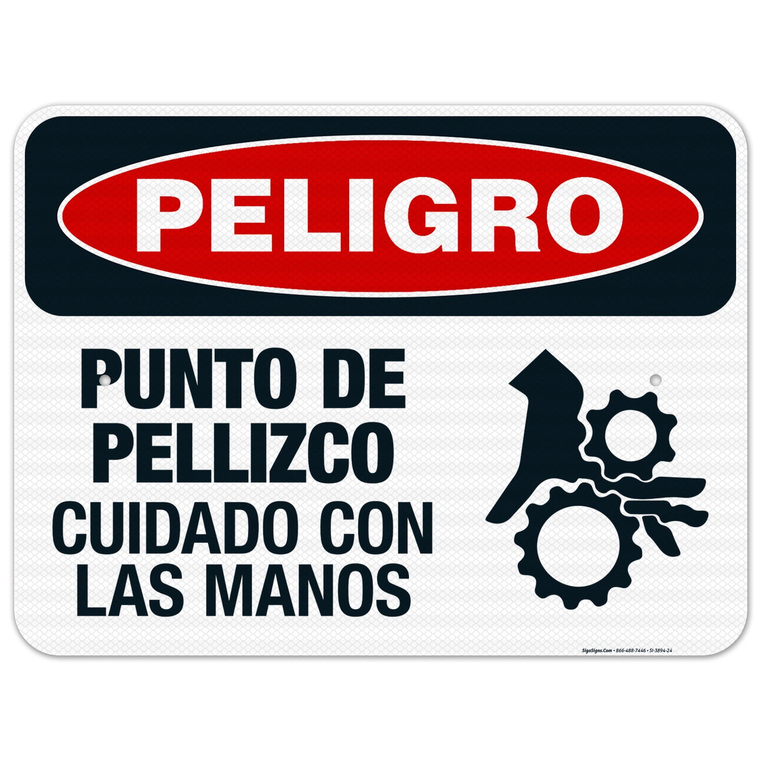 Pinch Point Watch Your Hands Spanish Sign, OSHA Danger Sign, 18x24 ...