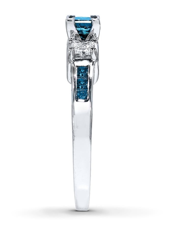 Blue Diamond Princess Cut Engagement Rings